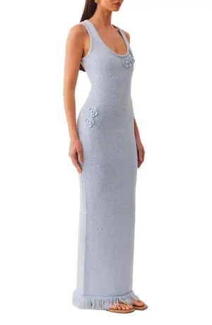 SNDYS. Monroe Reversible Metallic Knit Maxi Sweater Dress