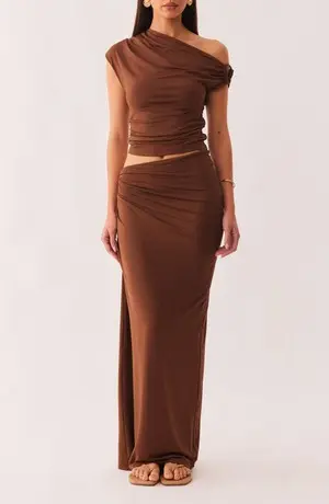 SNDYS. Amabel One-shoulder Top - Mocha