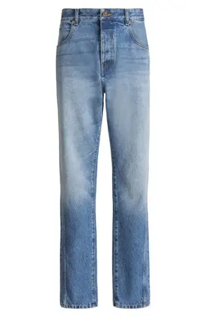 Balmain Straight-leg Faded Denim Jeans