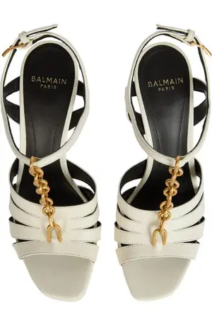 Balmain Sync Platform Sandals In Smooth Leather