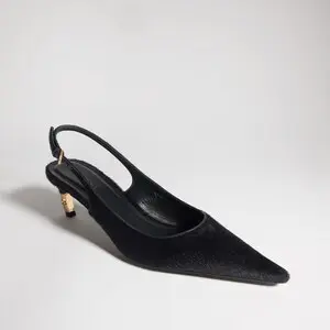 Gucci Castello Slingback With Bamboo-shaped Heel - Black