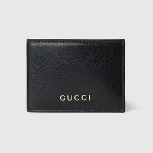 Gucci Card Case With Lettering Leather