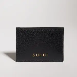 Gucci Card Case With Lettering Leather