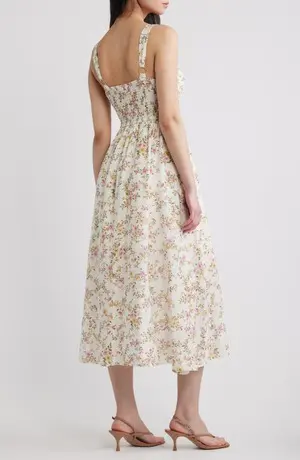 BLU PEPPER Lace Detail Floral Midi Dress