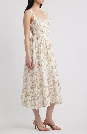 BLU PEPPER Lace Detail Floral Midi Dress