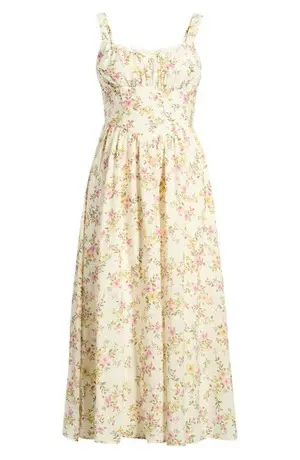 BLU PEPPER Lace Detail Floral Midi Dress