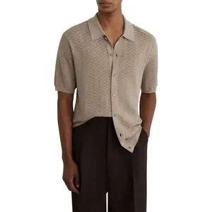 REISS Phoenix Chevron Knit Wool Full Button Cardigan