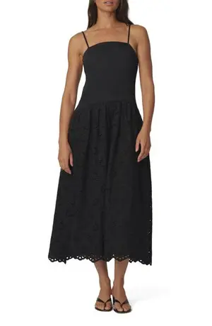 Joe's Jeans The Mara Eyelet Detail Cotton Midi Dress - Black