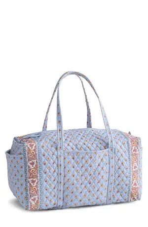 VERA BRADLEY Vera Bradley Large Quilted Duffle Bag Blue Leaf