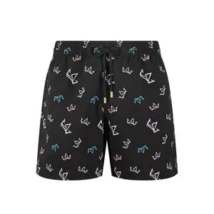 NOOR End Swim Short In Crown Print Jet - Black