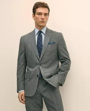 Brooks Brothers Explorer Collection Classic Fit Wool Check Suit Jacket - Grey