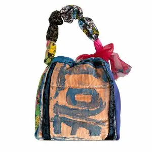 MIRO MISLJEN Blue / Red Love Art Bucket Bag - Blue/red