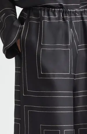 TOTEME Monogram Organic Silk Pajama Culottes