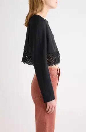 Chloé Lace Trim Crop Wool Jacket