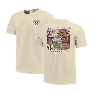 IMAGE ONE Mississippi State Bulldogs Comfort Colors Hand-drawn Campus Stack T-shirt - Natural