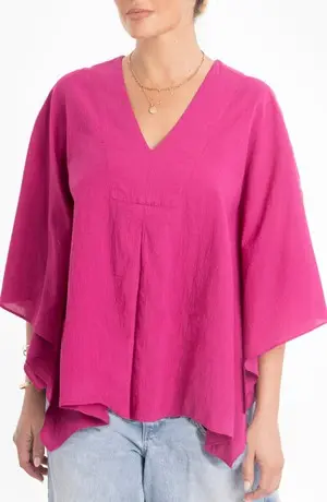 OCEAN+MAIN Butterfly Sleeve Cotton Caftan Top