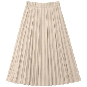 ASPECT Crinkle Pleated Elastic Waist Skirt With Merrow Edge - Linen