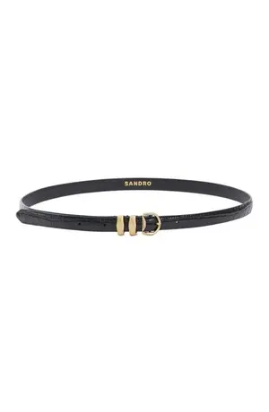 Sandro Croc-effect Leather Belt - Black