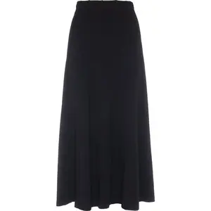 UNCLEAR Cotton Rib Covered Elastic Waistband Midi Panel Skirt