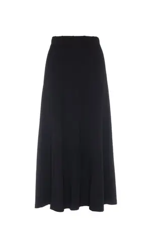 UNCLEAR Cotton Rib Covered Elastic Waistband Midi Panel Skirt