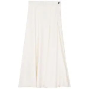 NYC FACTORY Accordion Pleated Side Zip Leather Look Midi Skirt - Cream