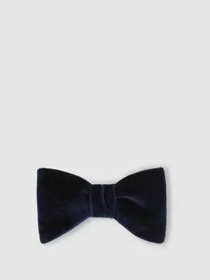 REISS Velvet Bow Tie - Navy