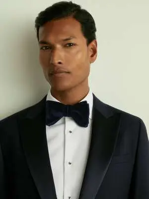 REISS Velvet Bow Tie - Navy