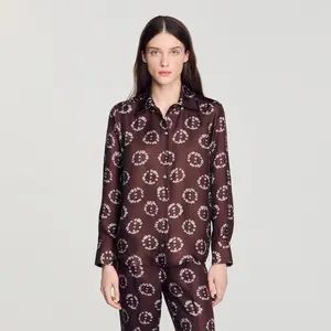 Sandro Floral Print Silk Shirt