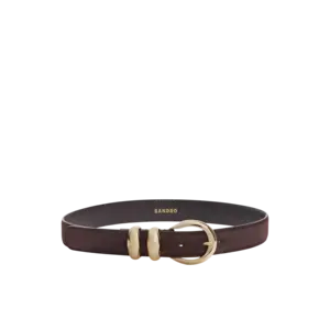 Sandro Suede Leather Belt With Metal Buckle - Brown
