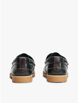 Tommy Hilfiger Woven Leather Boat Shoes