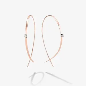 Lana Jewelry Small Flat Upside Down Hoops With Diamonds - 14k Rose Gold