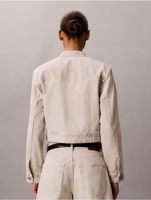 Calvin Klein Cropped Denim Jacket - Marbled Bone