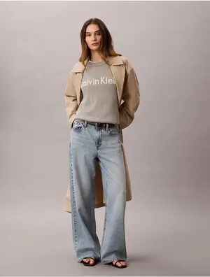 Calvin Klein Relaxed Fit Logo Graphic Sweater - Grey Heather