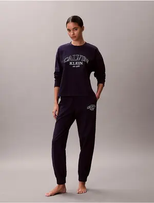 Calvin Klein Logo Cotton Jersey Sleep Joggers - Evening Blue