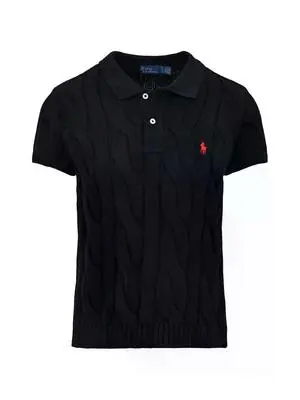 Polo Ralph Lauren Cable Knit Polo Shirt - Black