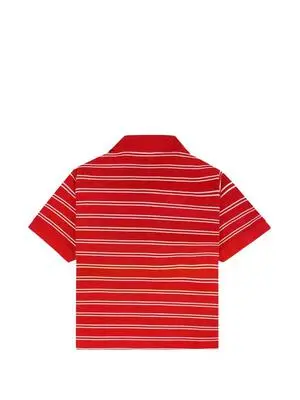 SPORTY & RICH Striped Embroidered Logo Polo Top