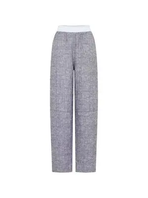 Rabanne Heathered Elasticated Waistband Straight-leg Trousers - Grey