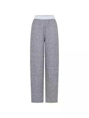 Rabanne Heathered Elasticated Waistband Straight-leg Trousers - Grey