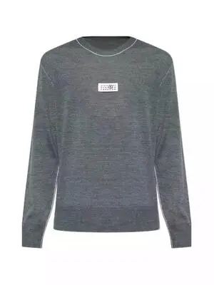 MAISON MARGIELA Logo Patch Fine Knit Sweater - Grey