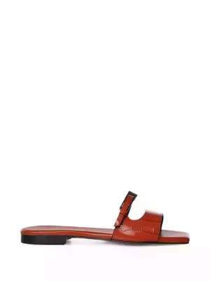 GIULIANO GALIANO Leather Croc-effect Sandals - Red