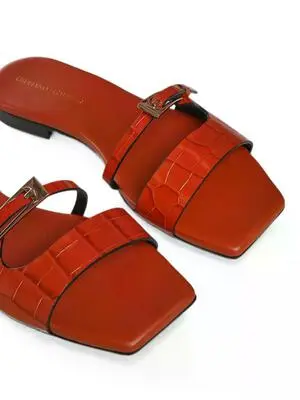 GIULIANO GALIANO Leather Croc-effect Sandals