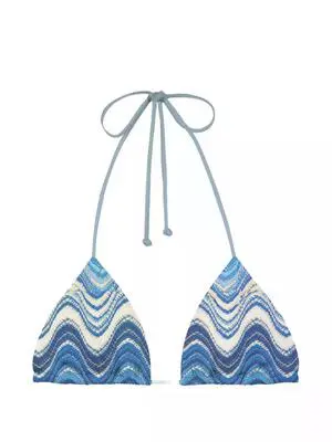 MC2 SAINT BARTH Chevron Knit Triangle Bikini Top - Blue