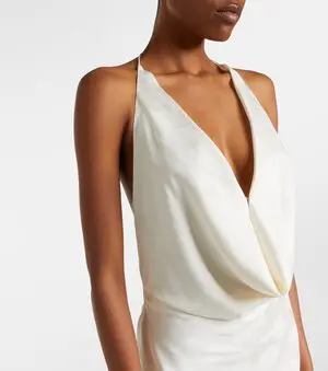 ROTATE BY BIRGER CHRISTENSEN Floral Halterneck Satin Maxi Dress