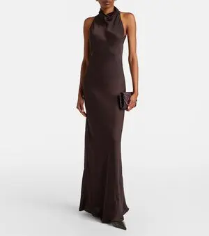 ROTATE BY BIRGER CHRISTENSEN Halterneck Satin Maxi Dress