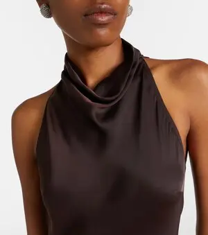 ROTATE BY BIRGER CHRISTENSEN Halterneck Satin Maxi Dress