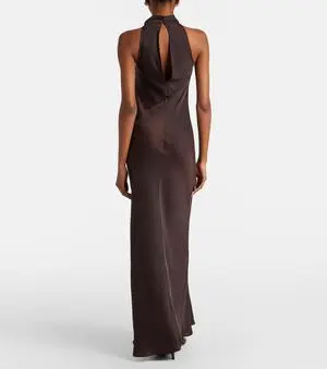 ROTATE BY BIRGER CHRISTENSEN Halterneck Satin Maxi Dress