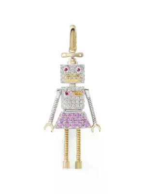 MIO HARUTAKA Robot Charm In 18k Gold With Diamonds And Pink Sapphires