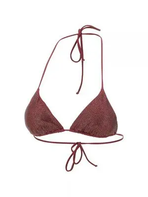 MC2 SAINT BARTH Annabelle Rhinestone Embellished Triangle Bikini Top - Red