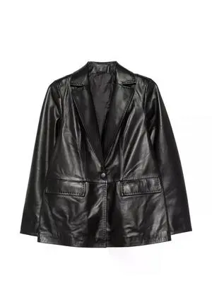 ADRIANNA FERETTI Adrianna Ferretti Notched Lapel Leather Jacket - Black