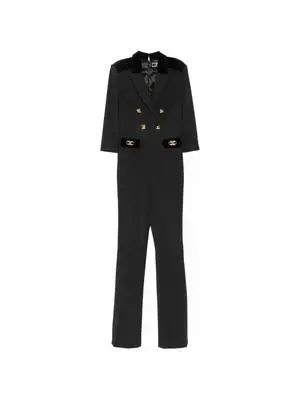 Elisabetta Franchi Double-breasted Jumpsuit With Gold-tone Logo Plaque